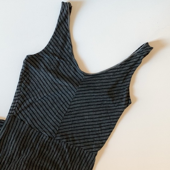 Rolla Coster | Dresses | Rolla Coster Gray Black Striped Maxi Dress Sz ...